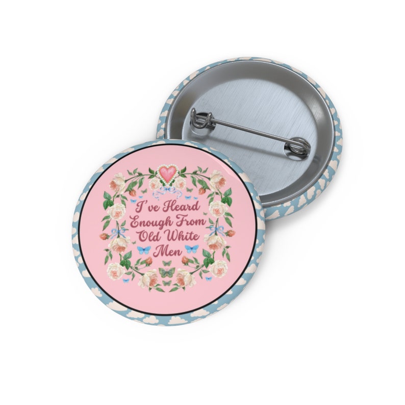 Funny Feminist Button With Roses, Grandma Aesthetic Button for ...