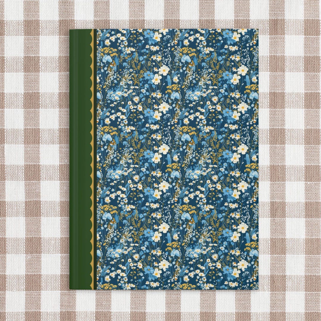 Blue Floral Journal, Vintage Botanicals and Cute Scalloped Details ...