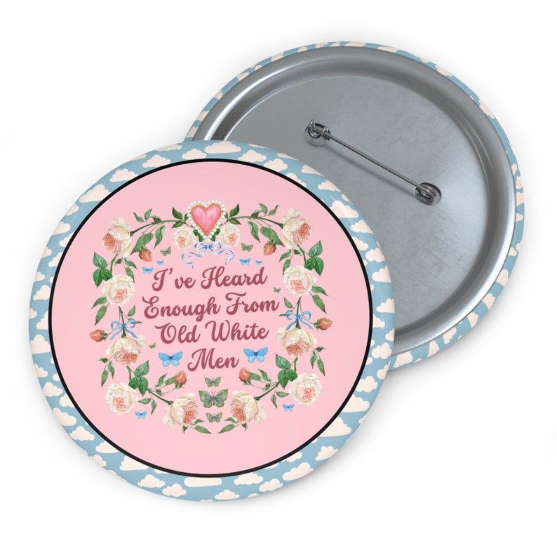 Funny Feminist Button With Roses, Grandma Aesthetic Button for ...