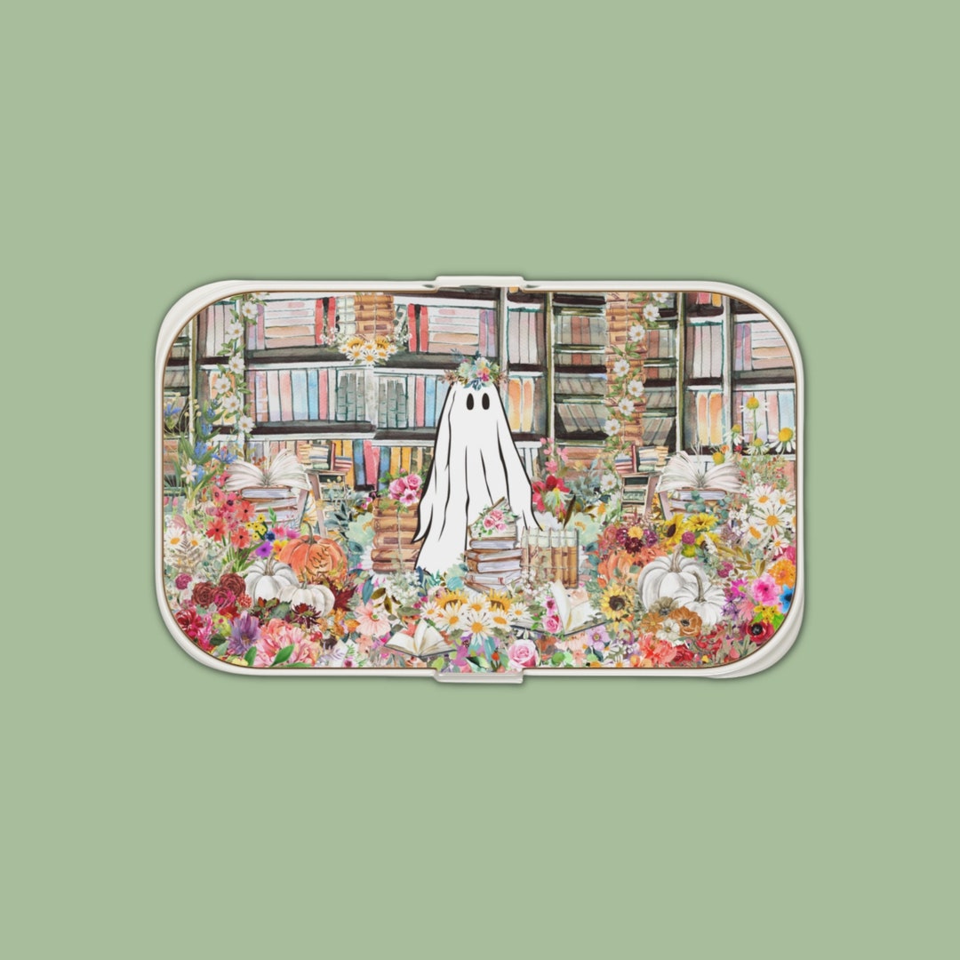 Floral Bento Lunch Box for Book Lover: Ghost in Overgrown Library With ...