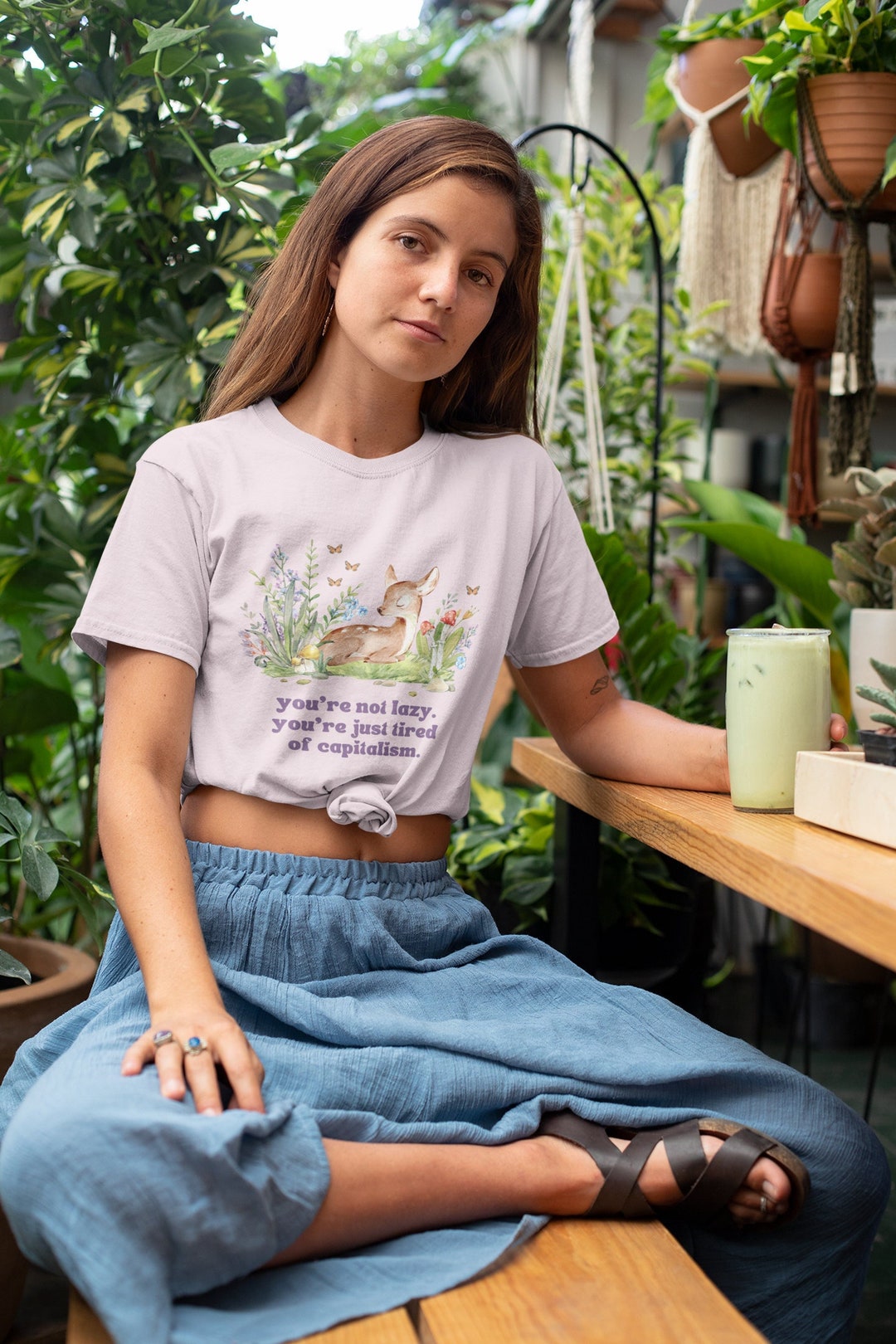 Leftist Cottagecore Shirt: Tired of Capitalism | Floral Butterfly Deer ...