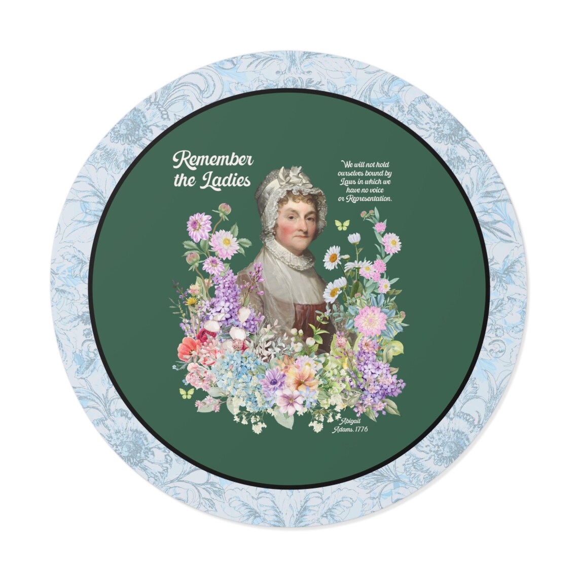 Women's American History Sticker: Abigail Adams Surrounded by Flowers ...