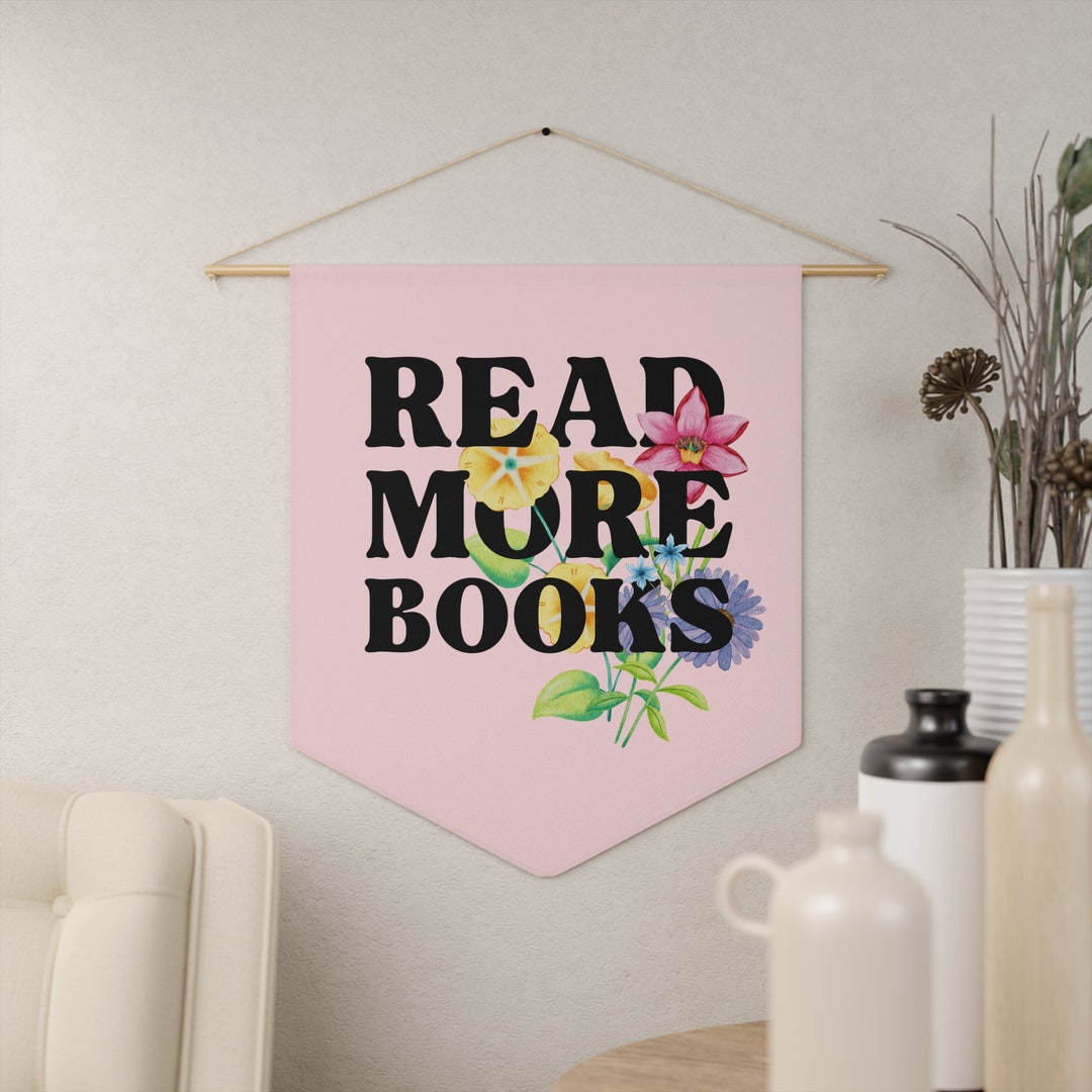 Bookish Wall Pennant for Library: Read More Books, Gift for School ...
