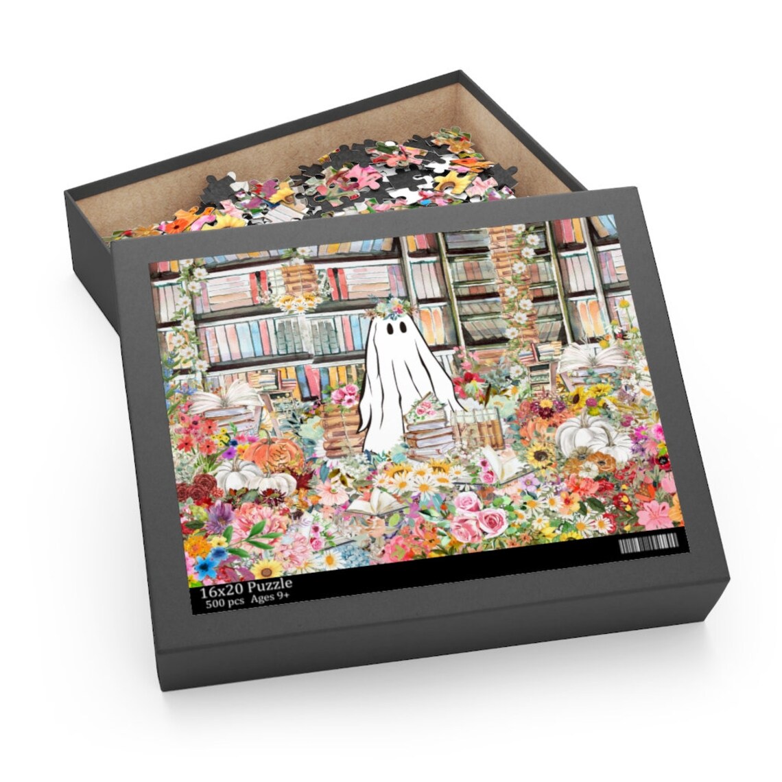 Halloween Ghost Puzzle in Library: Adorable Floral Ghost - Etsy