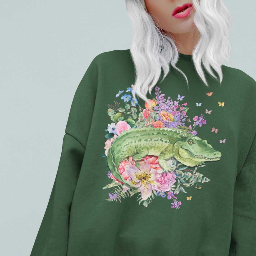 Sweatshirt With Floral Alligator: Shirt for Animal Lover | Funny ...