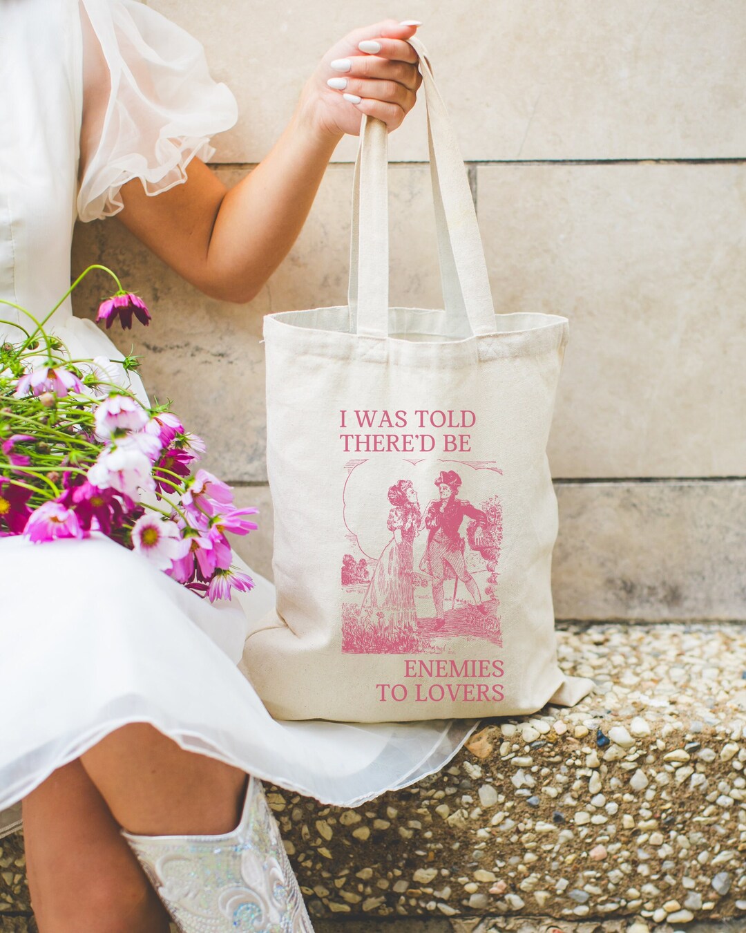 Silly Bookish Tote Bag for Romance Reader: Enemies to Lovers | Funny ...