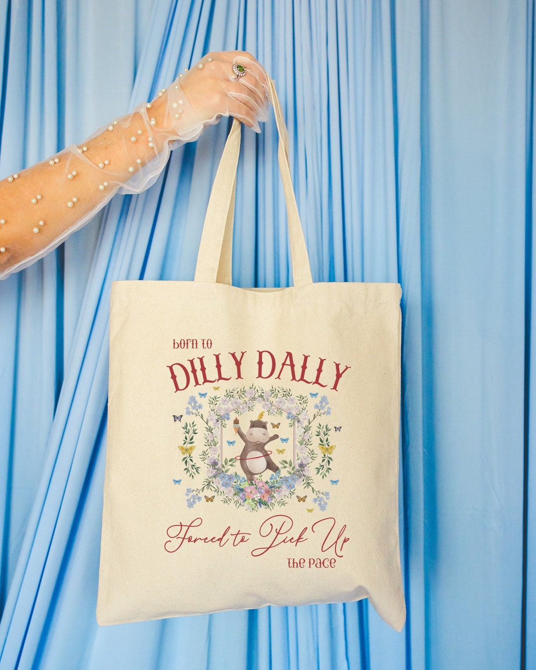 Funny Dilly Dally Tote With Circus Hippo, Butterfly Lovers: Cute and ...