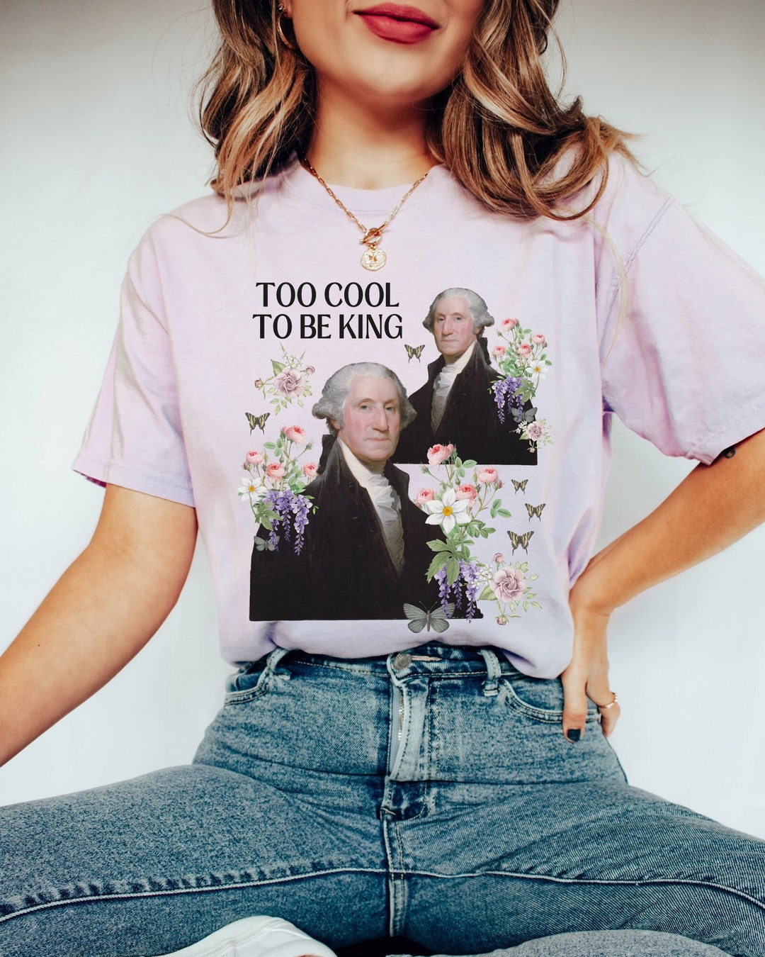 Floral History Tee of George Washington: Funny United States History ...