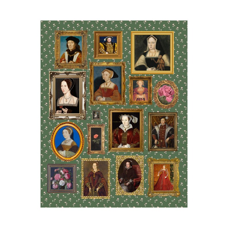 Tudor History Gift: Cute European History Poster With Portraits of ...
