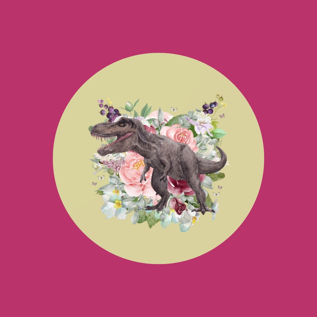 Floral Dinosaur Sticker for Dinosaur Lover: T-rex With - Etsy