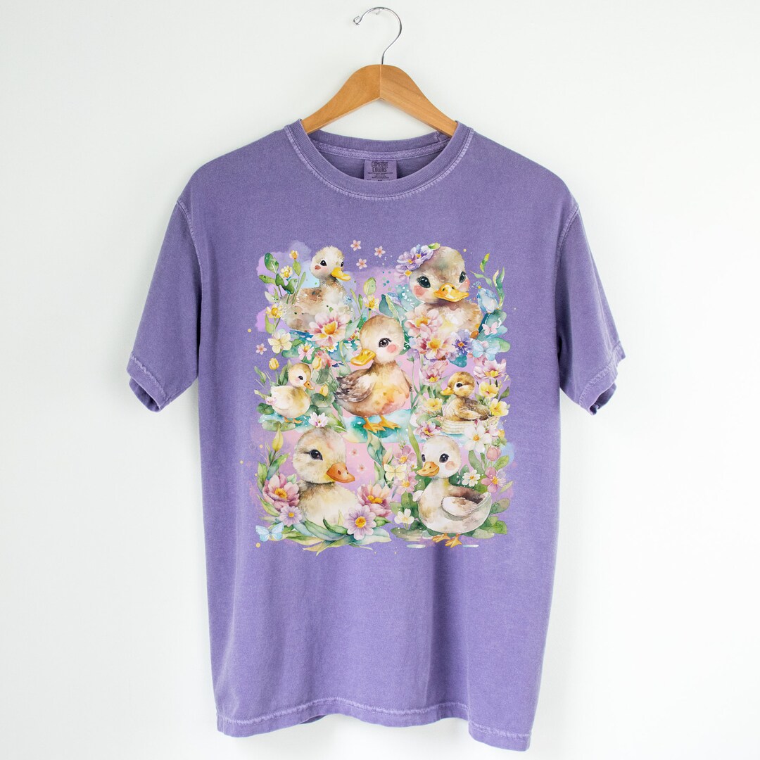 Funny Duck Tee Shirt With Transparent Watercolor Splashes and Colorful ...