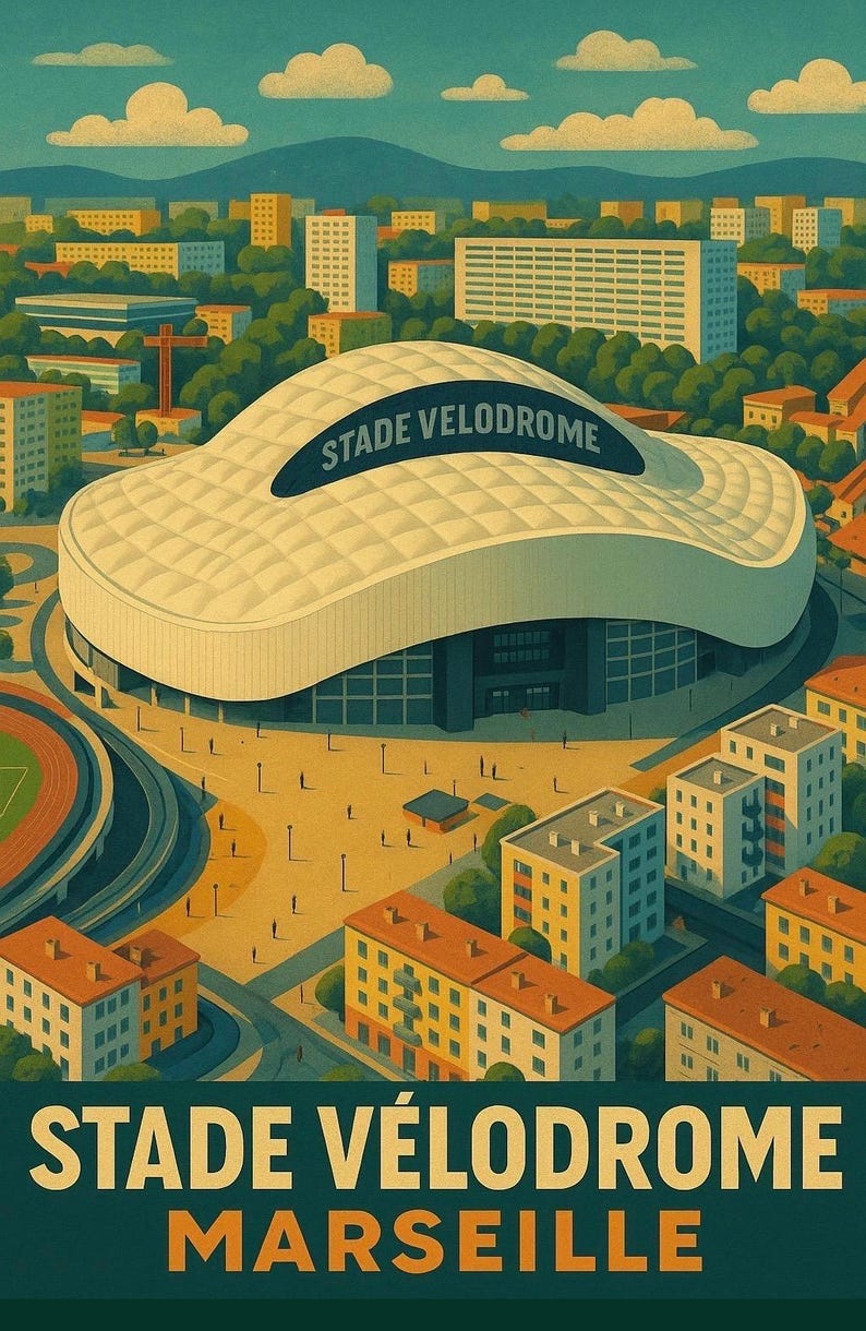 Stade Vélodrome Art Print: Marseille Football Stadium Poster - Etsy