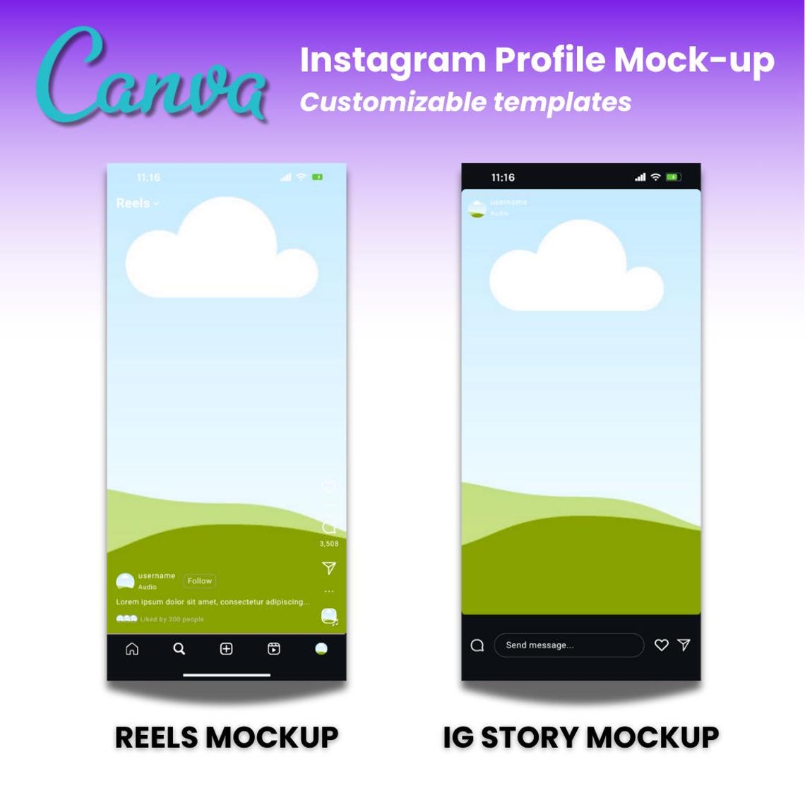 UPDATED! 2025 Instagram Profile Mock-up Editable Canva Templates ...