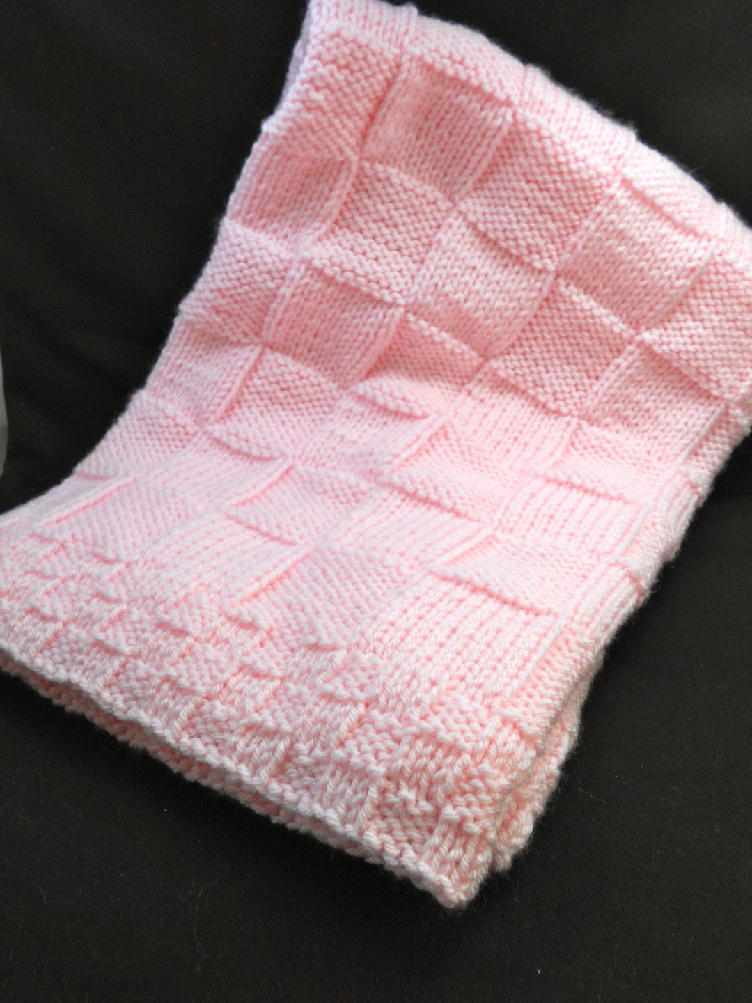 Hand Knitted Baby Blanket in Pink. It Also Comes in a Variety of Colors ...