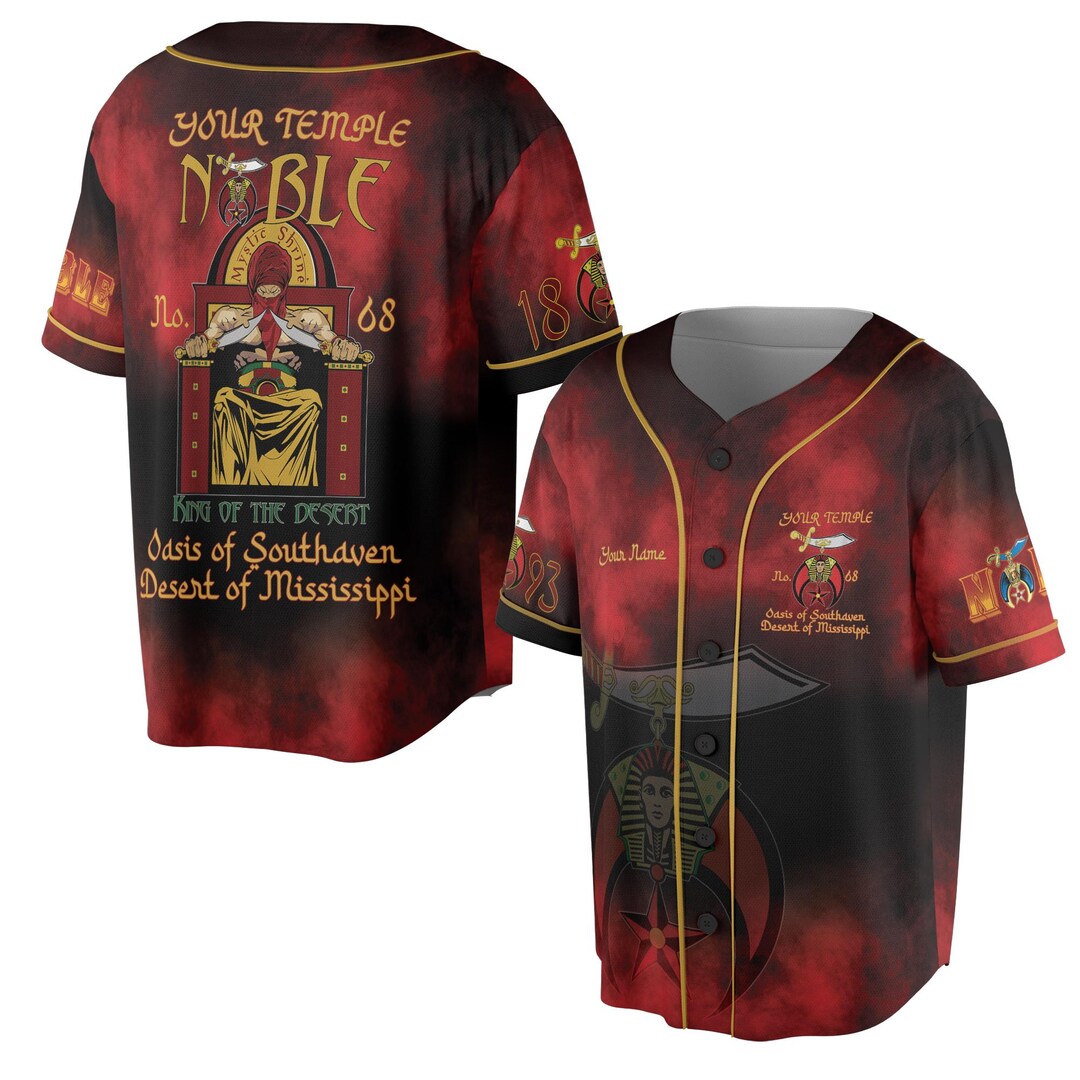 Custom Temple 1893 Shriners Noble Mystic Shrine 3D Baseball Jersey ...