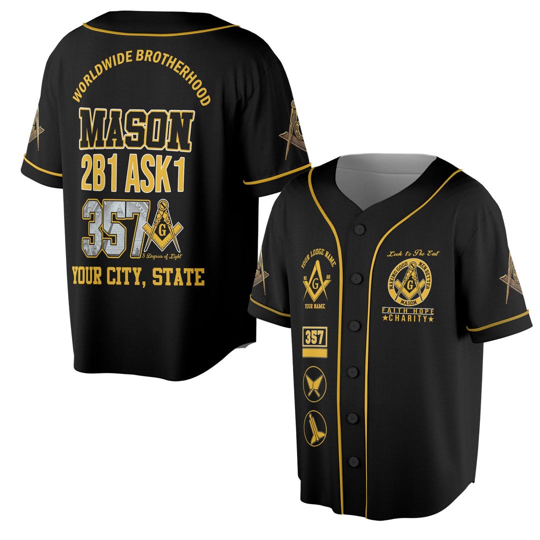 Custom Freemason Worldwide Brotherhood Mason 2B1 Ask1 357 3D Baseball ...