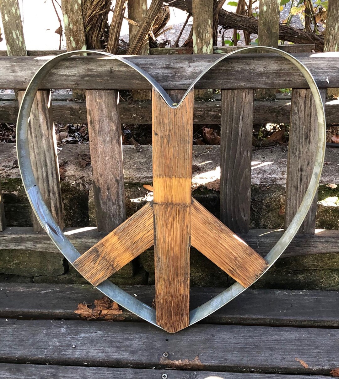 Peace Hoop Heart Shape From Wine Barrel Stave and Hoop - Etsy