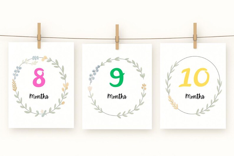 Baby Monthly Milestone Cards for First Year, 1-12 Month Photo Props ...