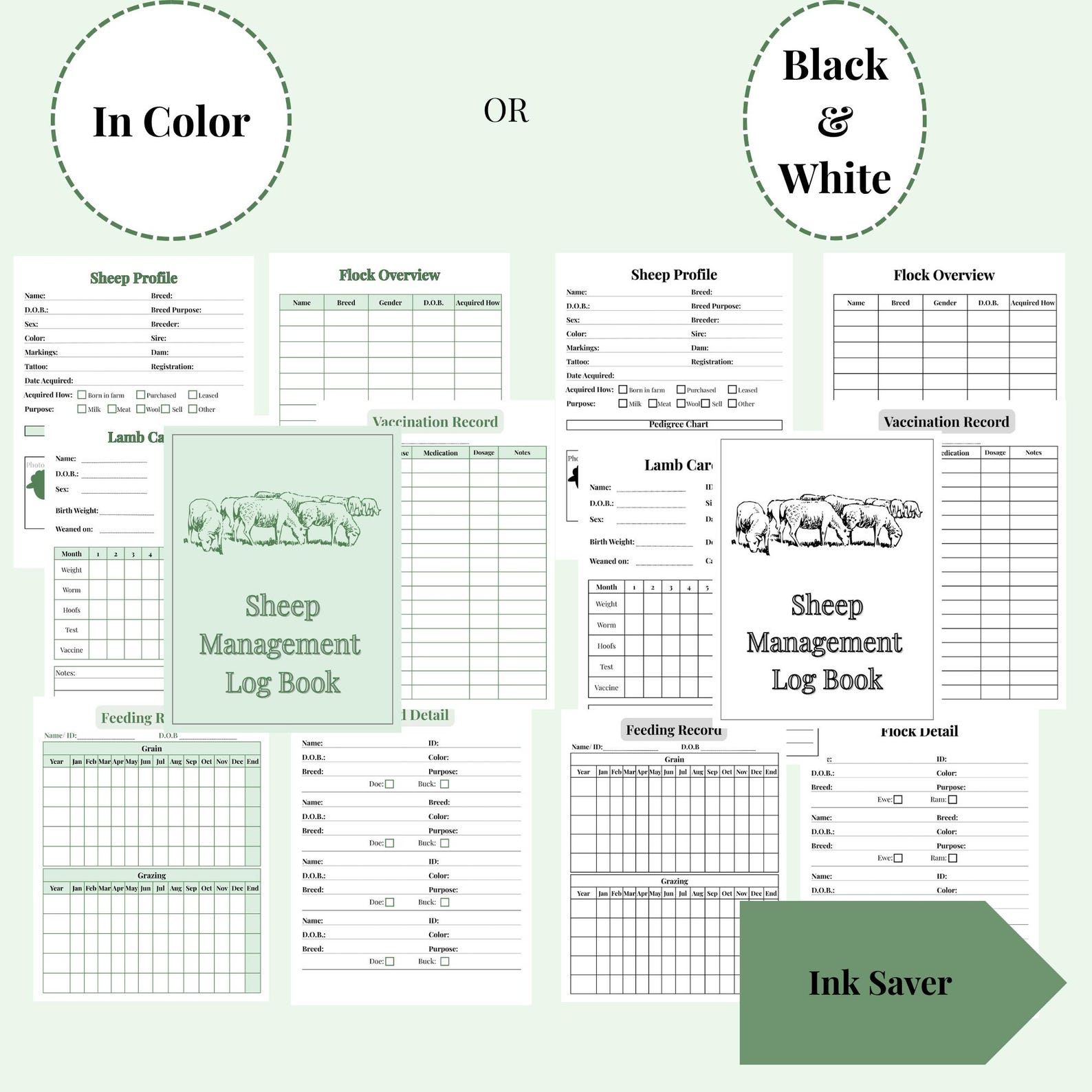 Sheep Record Keeping Log Book, Milk, Lambing, Wool (PDF Printable) - Etsy