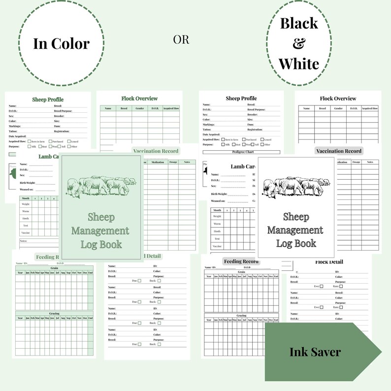 Sheep Record Keeping Log Book, Milk, Lambing, Wool (PDF Printable) - Etsy