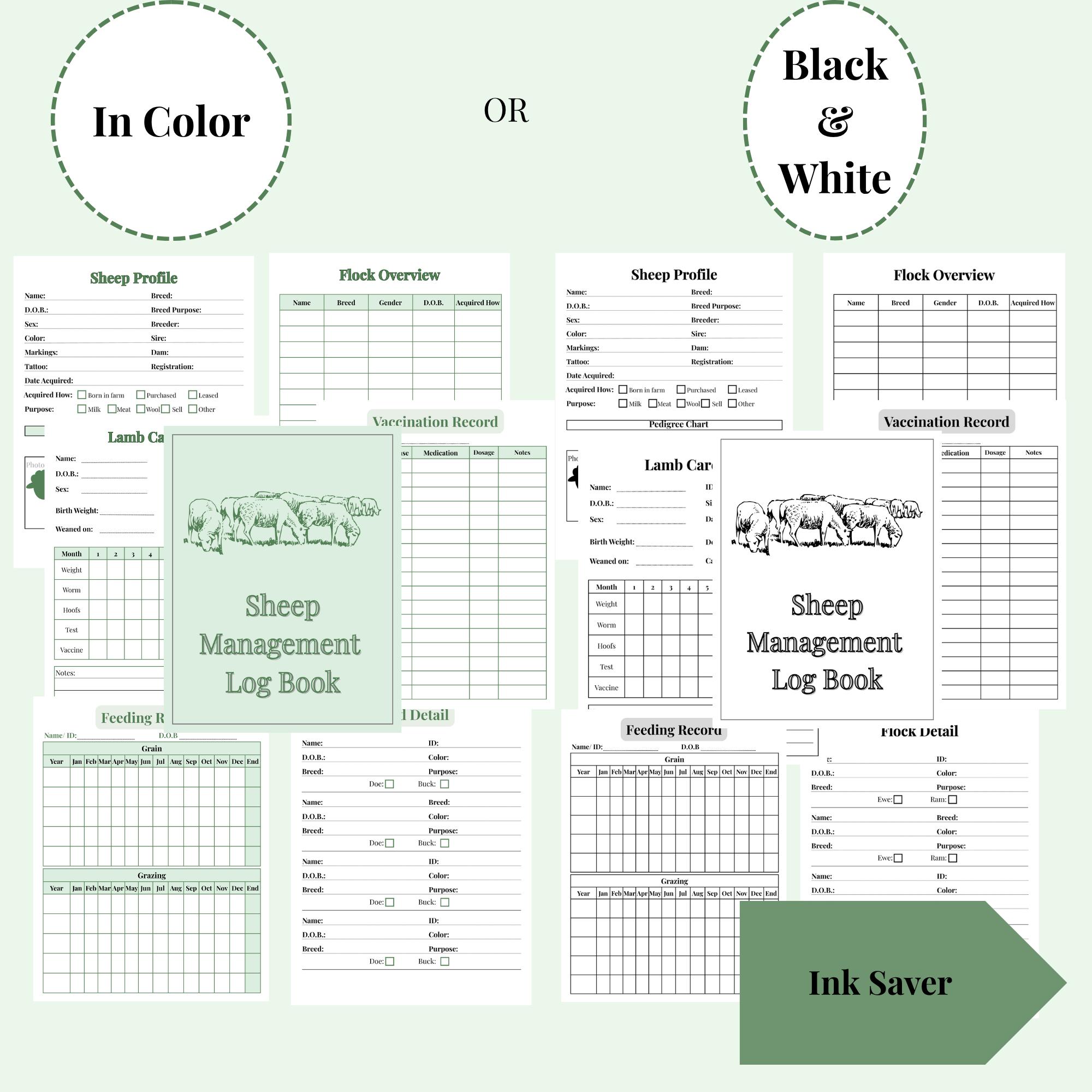 Sheep Record Keeping Log Book, Milk, Lambing, Wool (PDF Printable) - Etsy