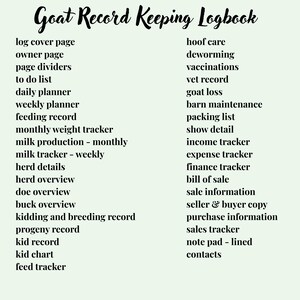 Goat Record Keeping Log Book: Farm & Milk Records (PDF Download) - Etsy