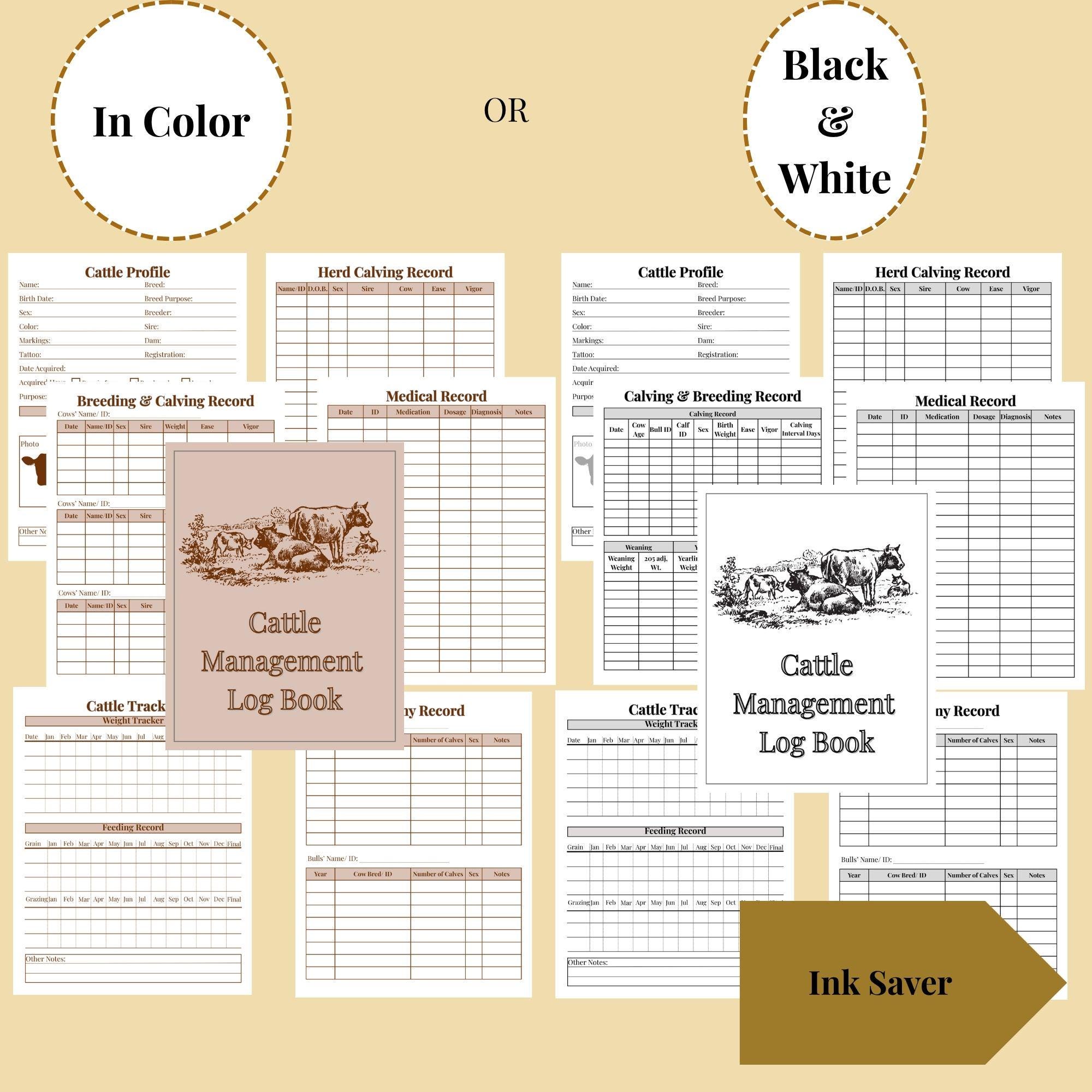 Cattle Management Log Book, Herd Records (digital Download) - Etsy