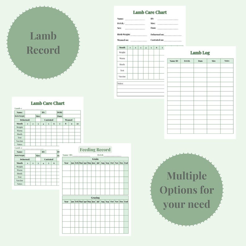 Sheep Record Keeping Log Book, Milk, Lambing, Wool (PDF Printable) - Etsy