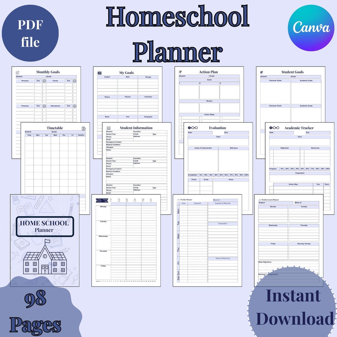 Homeschool Planner, Editable Teacher Guide (printable PDF) - Etsy