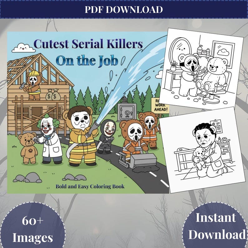 70 Cutest Serial Killers at Work Coloring Book | Bold & Easy | Cute and ...