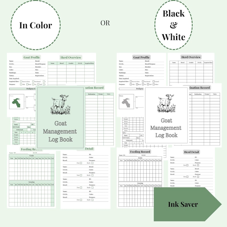 Goat Record Keeping Log Book: Farm & Milk Records (PDF Download) - Etsy