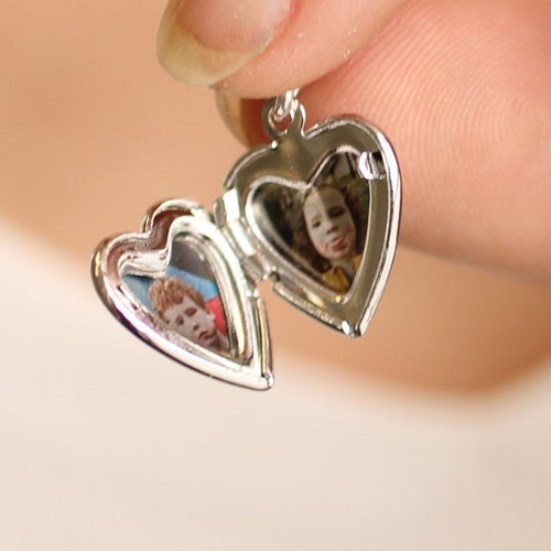 Heart Locket Personalized Child Locket Necklace Silver - Etsy