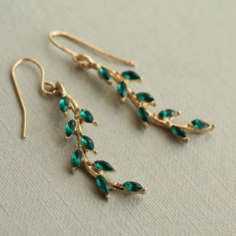 Green Earrings - Etsy