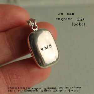 Sterling Silver Rectangle Locket Necklace With Photos, Unisex ...