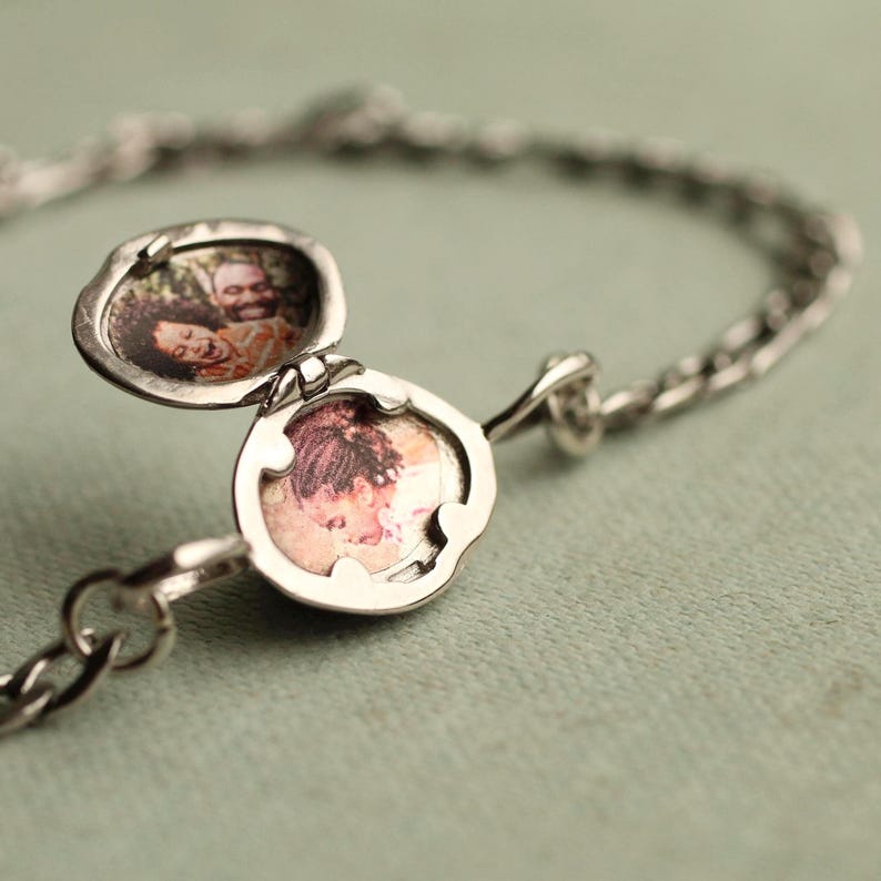 Personalized Sterling Silver Locket Bracelet: Engraved Sentimental ...