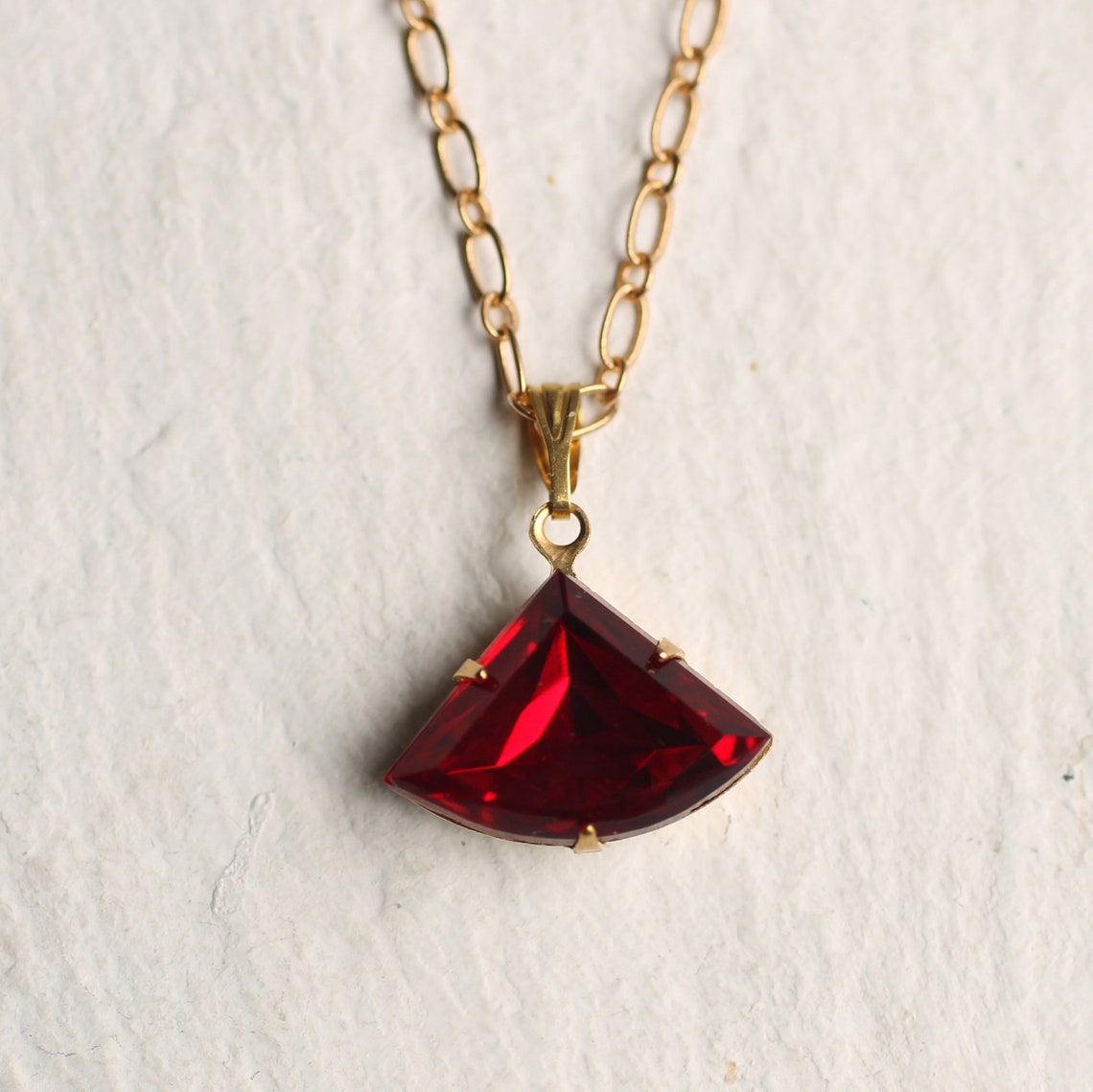 Ruby Red Art Deco Pendant Ruby Jewel Necklace. Garnet - Etsy
