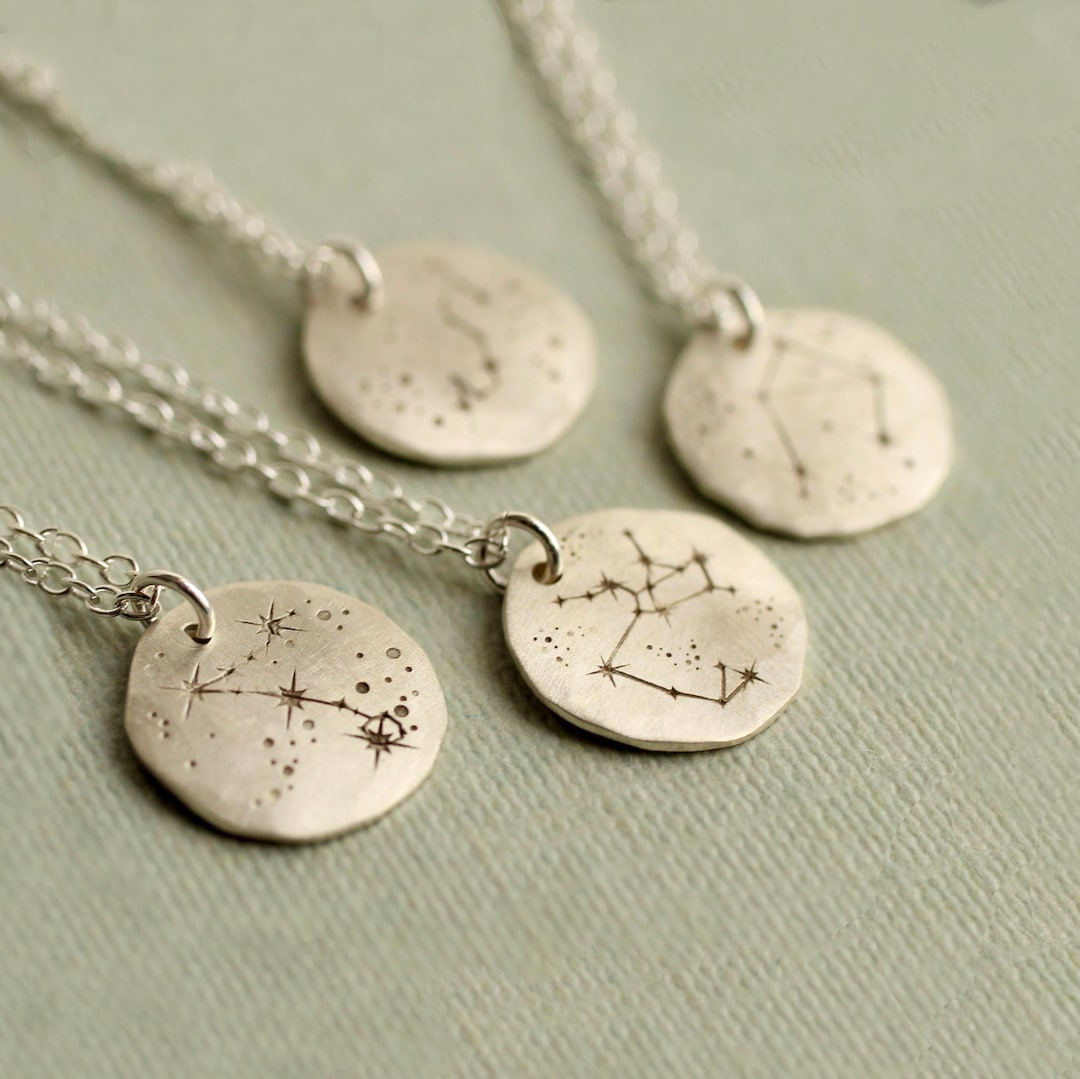 Sterling Silver Zodiac Constellation Necklace: Personalized Astrology ...