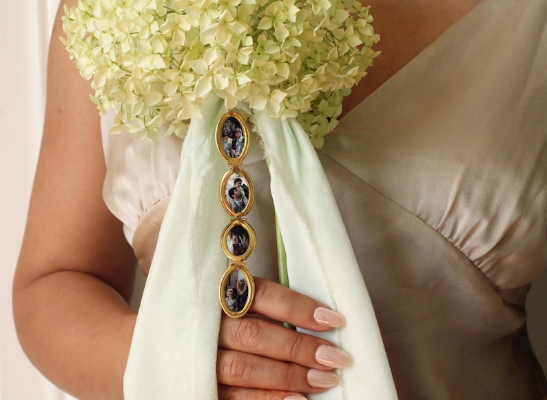 Personalized Bridal Photo Locket Brooch Pin: Charm for Wedding Bouquet ...