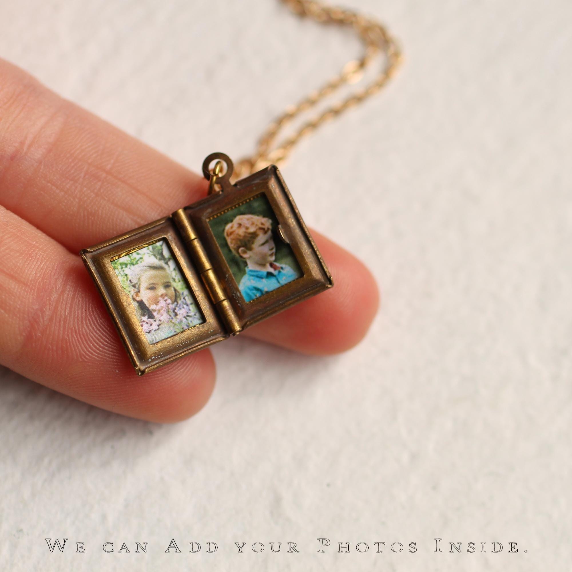 Personalized Dandelion Book Locket Necklace: Victorian Gold Photo ...