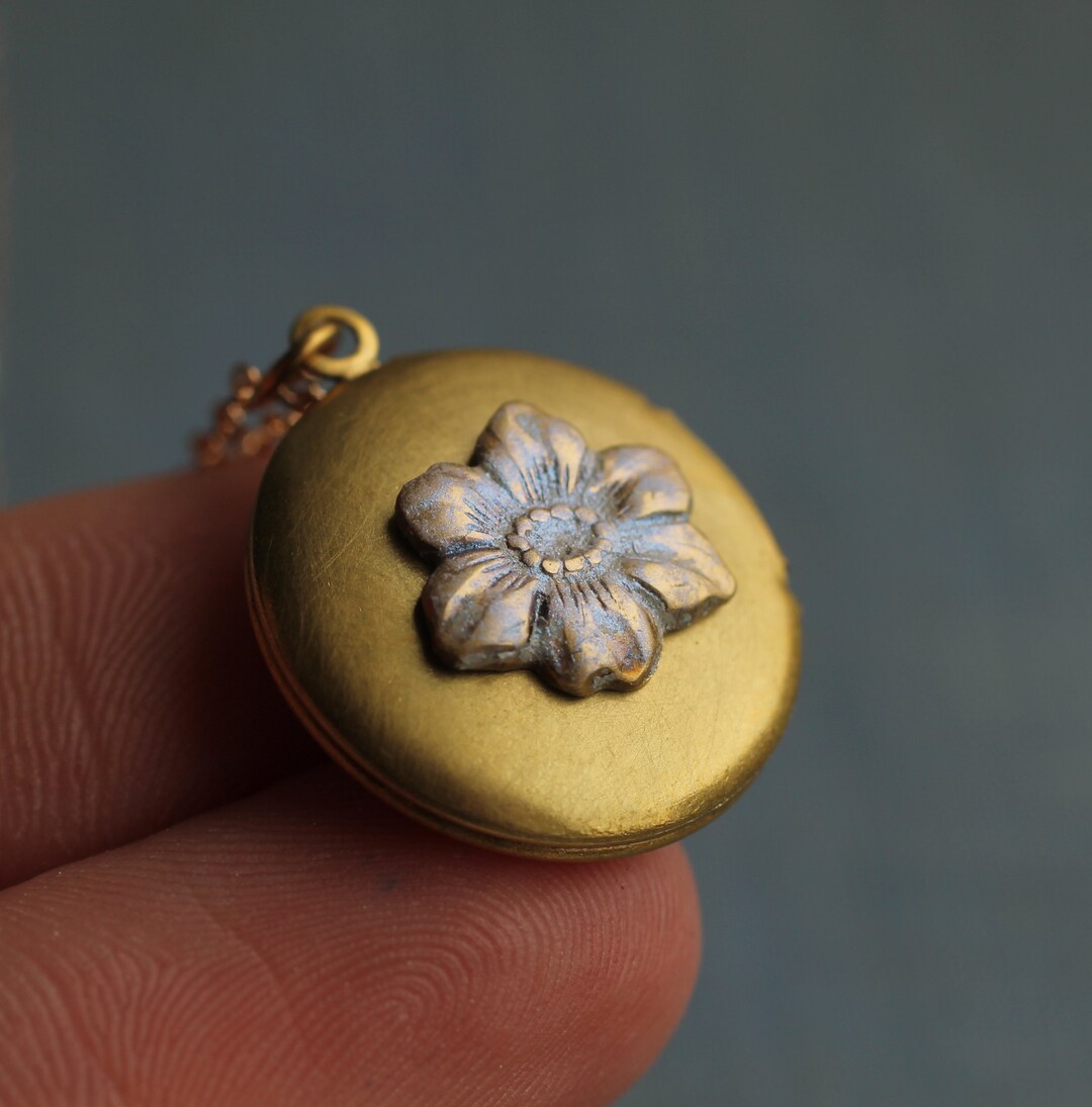Forget Me Not Locket, Flower Necklace, Personalized Locket With Photos ...