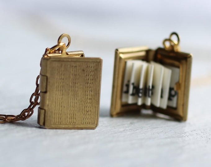 Book Locket, Personalized Necklace, Message Locket, Customized Locket ...
