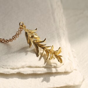 Rosemary Leaf Necklace: Gold or Silver Realistic Botanical Branch ...