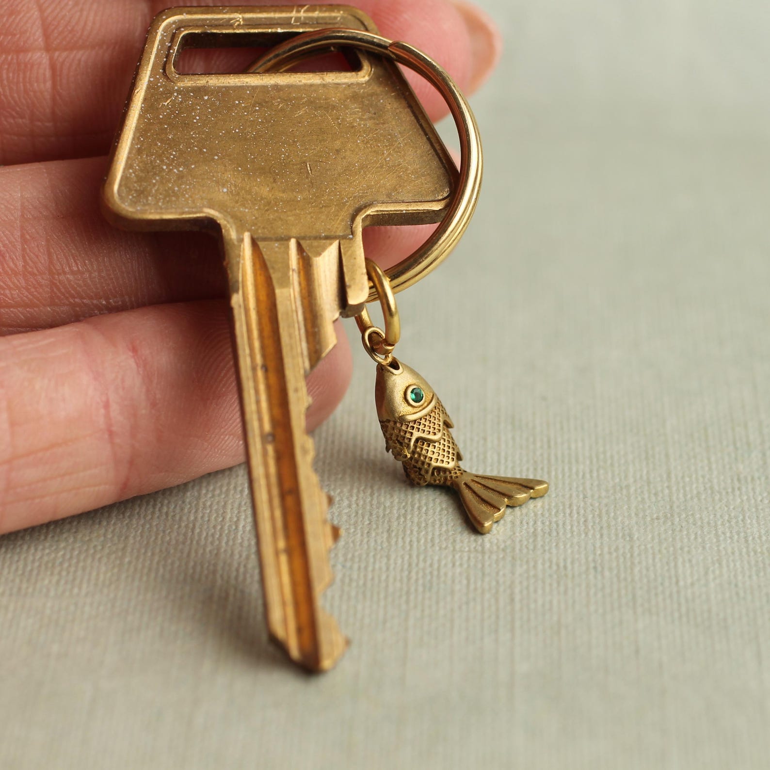 Gold Moving Fish Keyring: Vintage Brass Good Luck Charm - Etsy