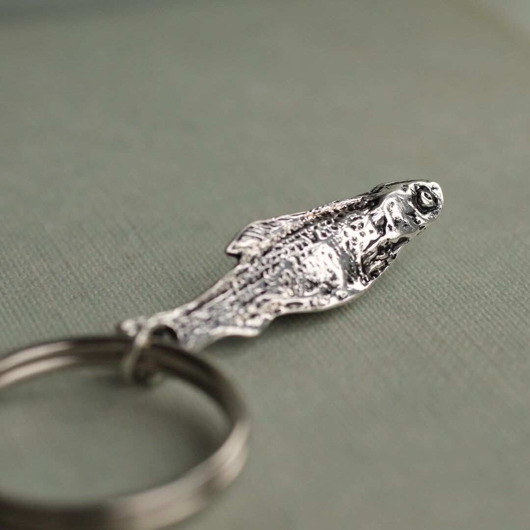 Sardine Keychain: Silver Fish Charm, Good Luck Gift - Etsy