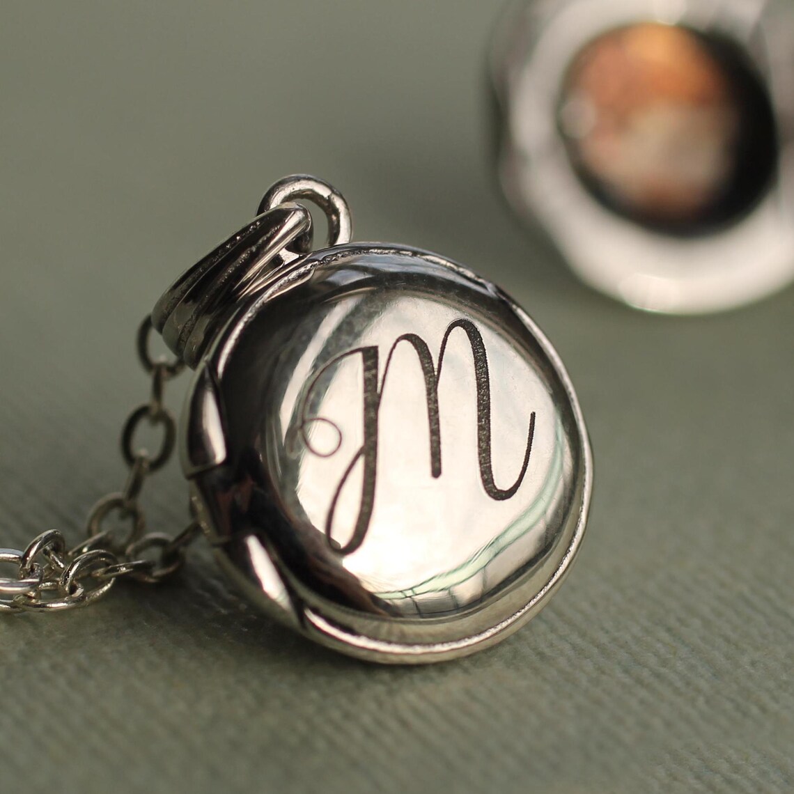 Sterling Silver Locket, Initial Name Engraved Photo Necklace With ...