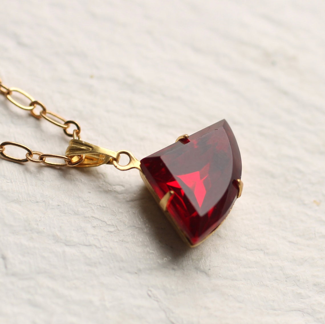 Ruby Red Art Deco Pendant Ruby Jewel Necklace. Garnet - Etsy