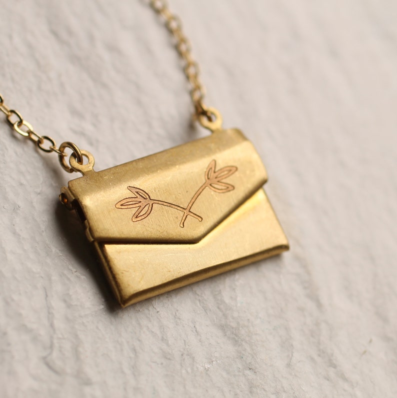 Personalized Engraved Locket Envelope Necklace Locket Love | Etsy