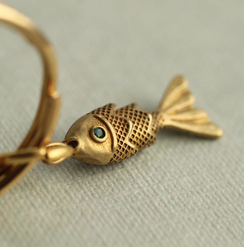 Gold Moving Fish Keyring: Vintage Brass Good Luck Charm - Etsy