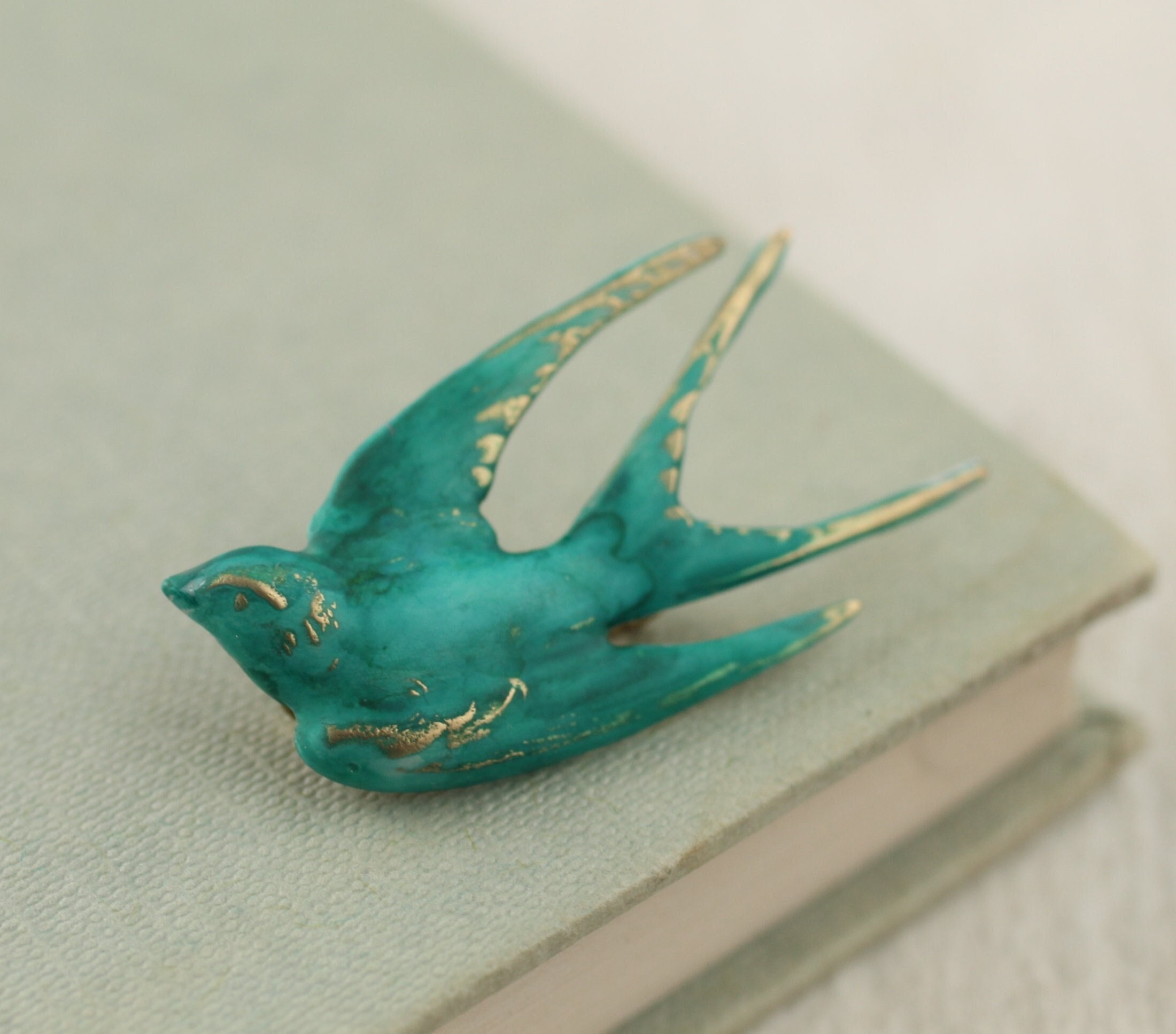 Swallow Bird Brooch Bird Pin Swallow Jewelry Emerald Green - Etsy