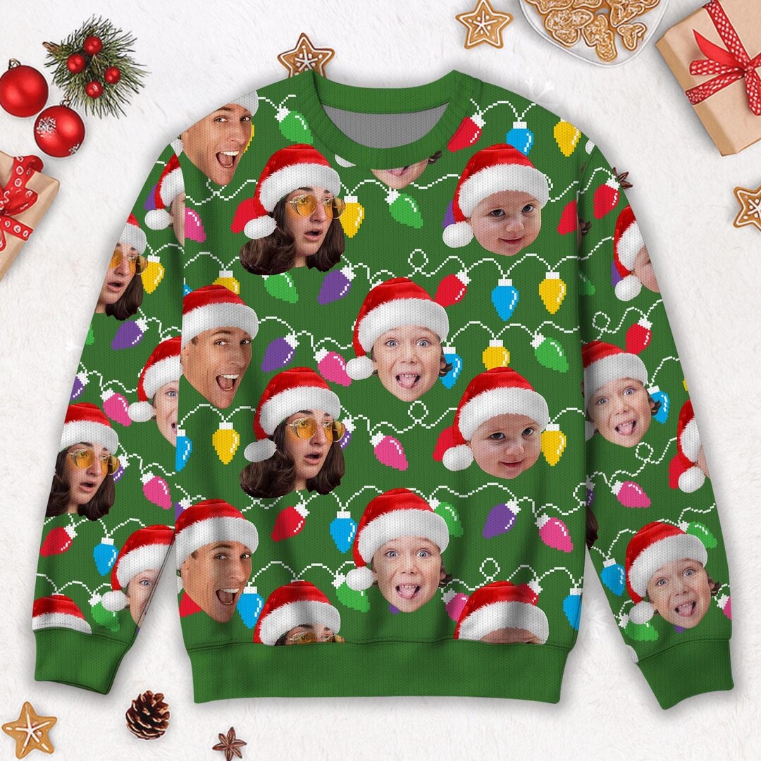 Custom Christmas Ugly Sweater, Personalized Face Sweater, Funny ...